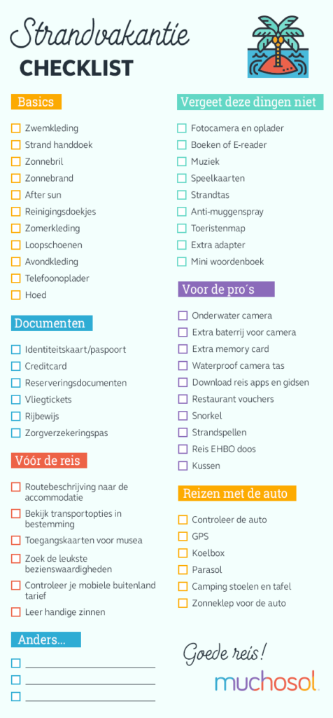 Strandvakantie Checklist Hulp Bij Het Voorbereiden Van Je Vakantie